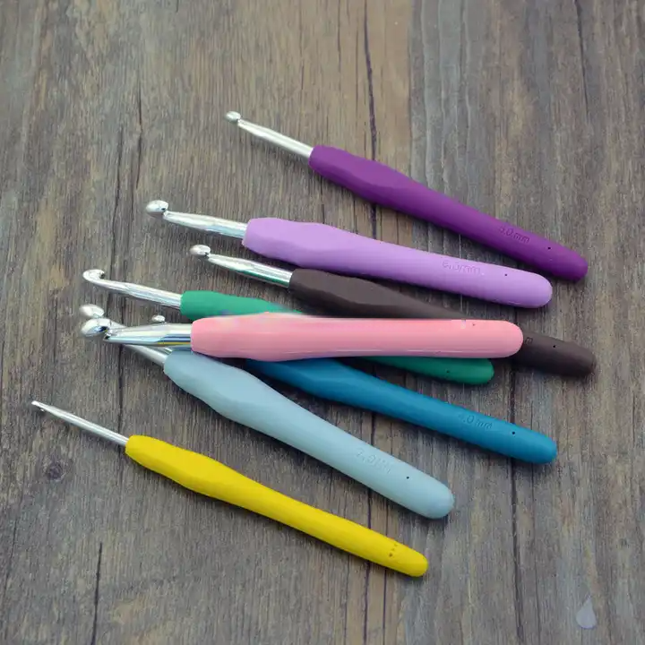Aluminum Made Crochet Hooks Kit Silicone Solid Soft Handle Crochet Nee ...