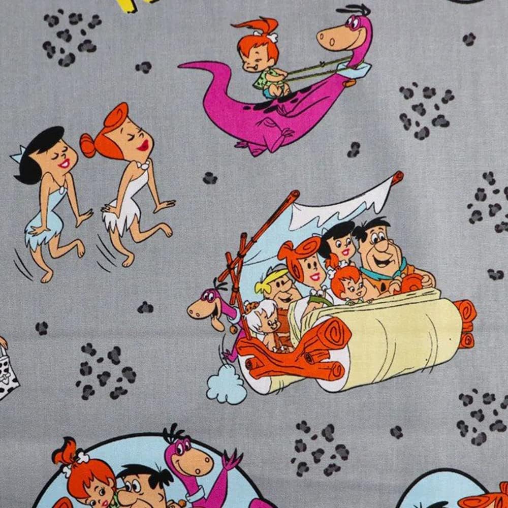 Flintstones Family Pebbles Cartoon Characters Cotton Grey 100% Cotton ...