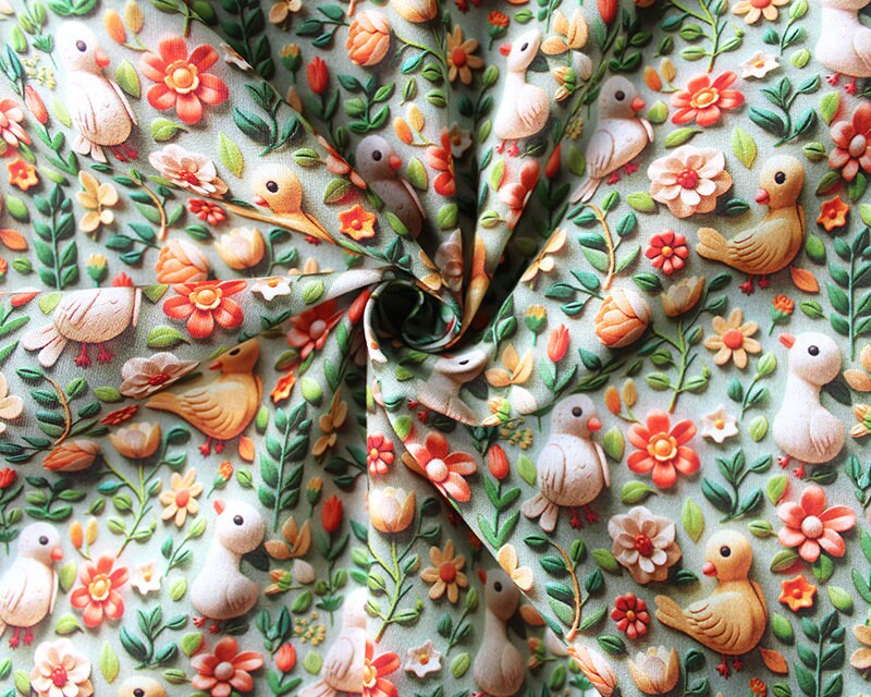 Little Johnny 100% Cotton Chicks 3D Cotton 142cm Wide Digitally Printe ...