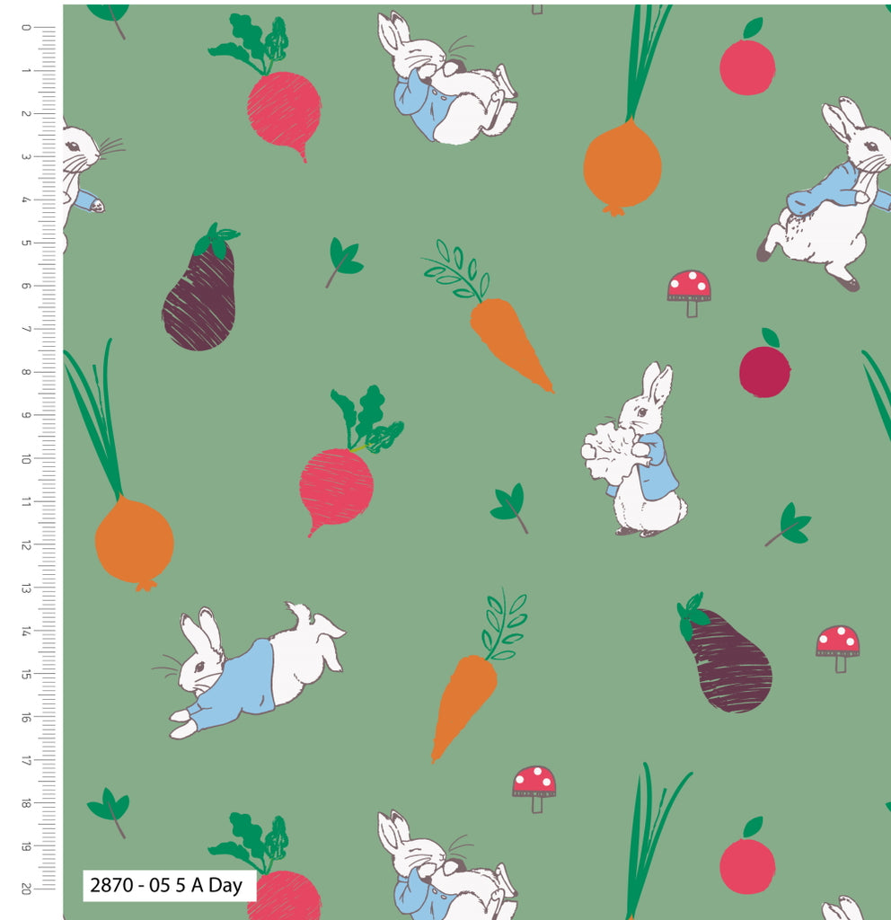 Beatrix Potter Peter Rabbit Home Grown Hoppiness 100% Cotton Fabric ...